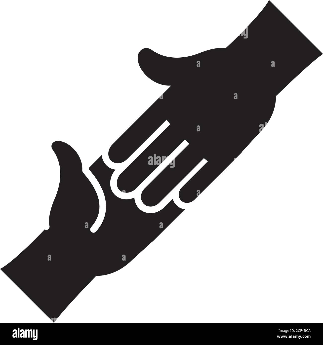 hands touching icon over white background, silhouette style, vector ...