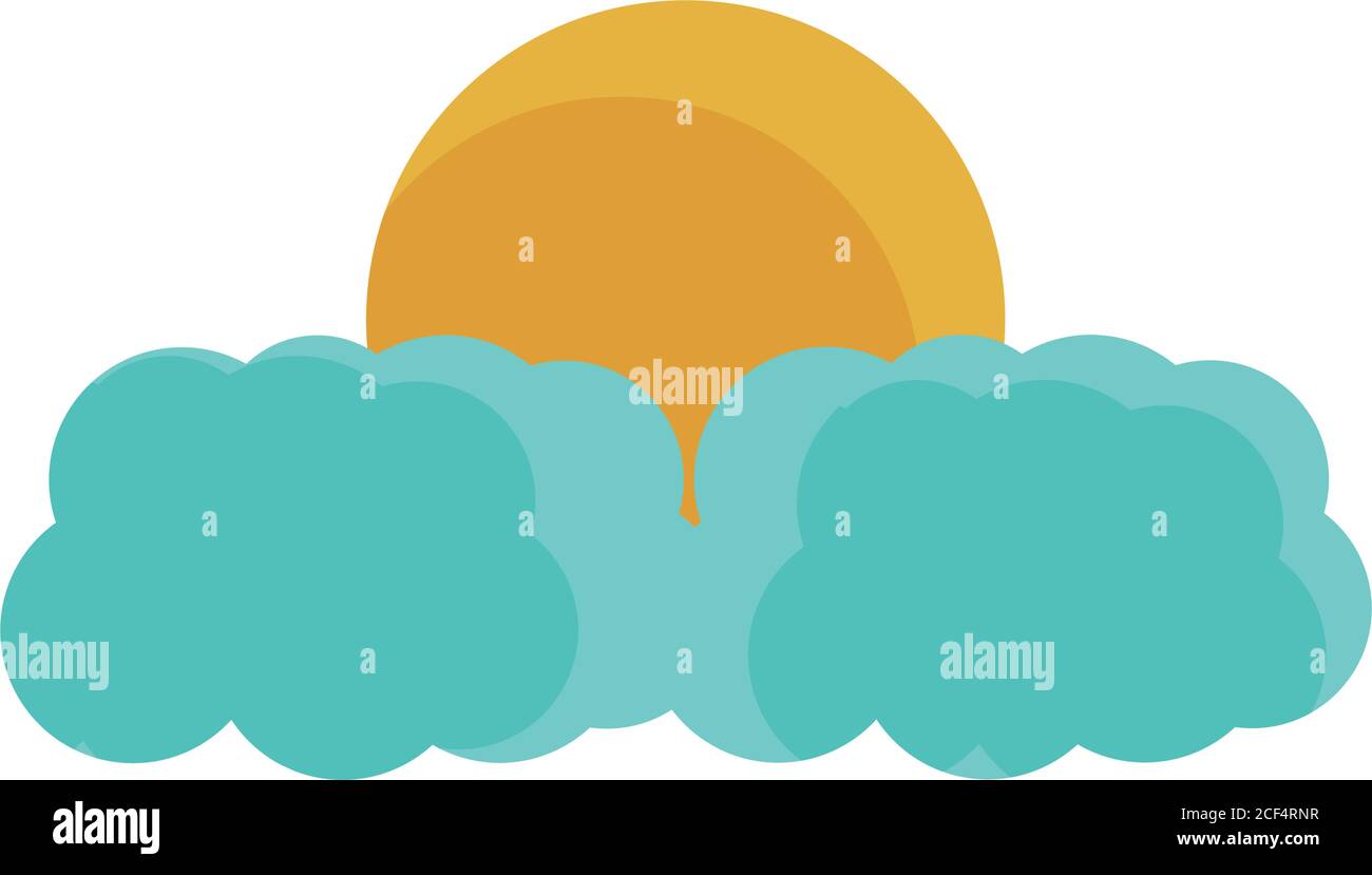 sun clouds weather sky vector illustration flat icon with shadow Stock ...