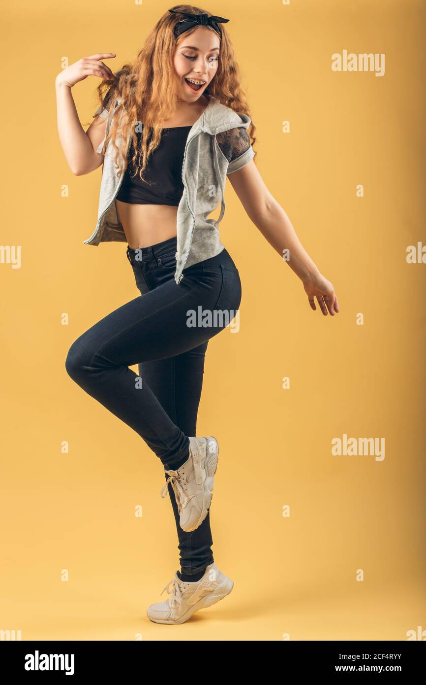 Girl dancing street dance Stock Photo - Alamy