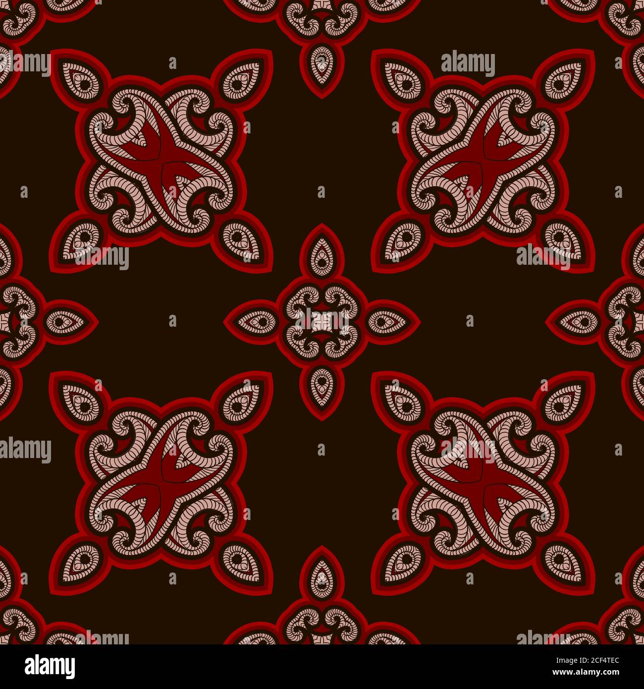 Abstract intricate pattern, oriental style. Seamless vector dark ...