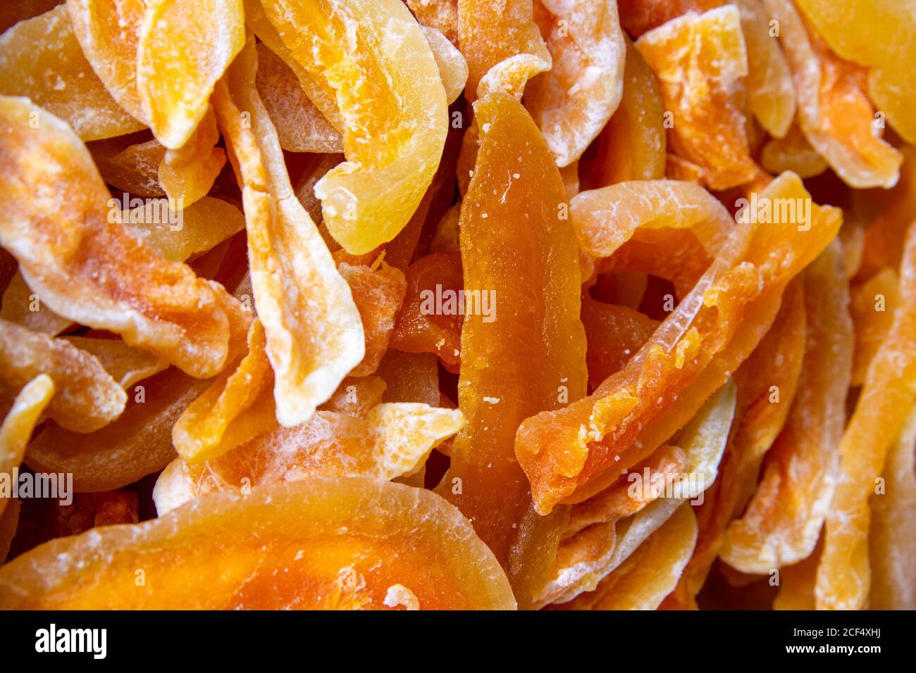Texture of dried candied melon slices. Top views, close-up Stock Photo ...
