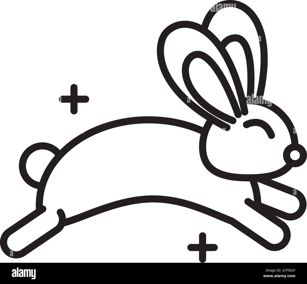 cute rabbit jump animal white background linear style icon vector ...