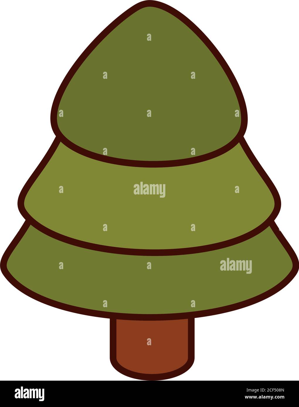 pine tree forest vegetation vector illustration line and fill icon ...