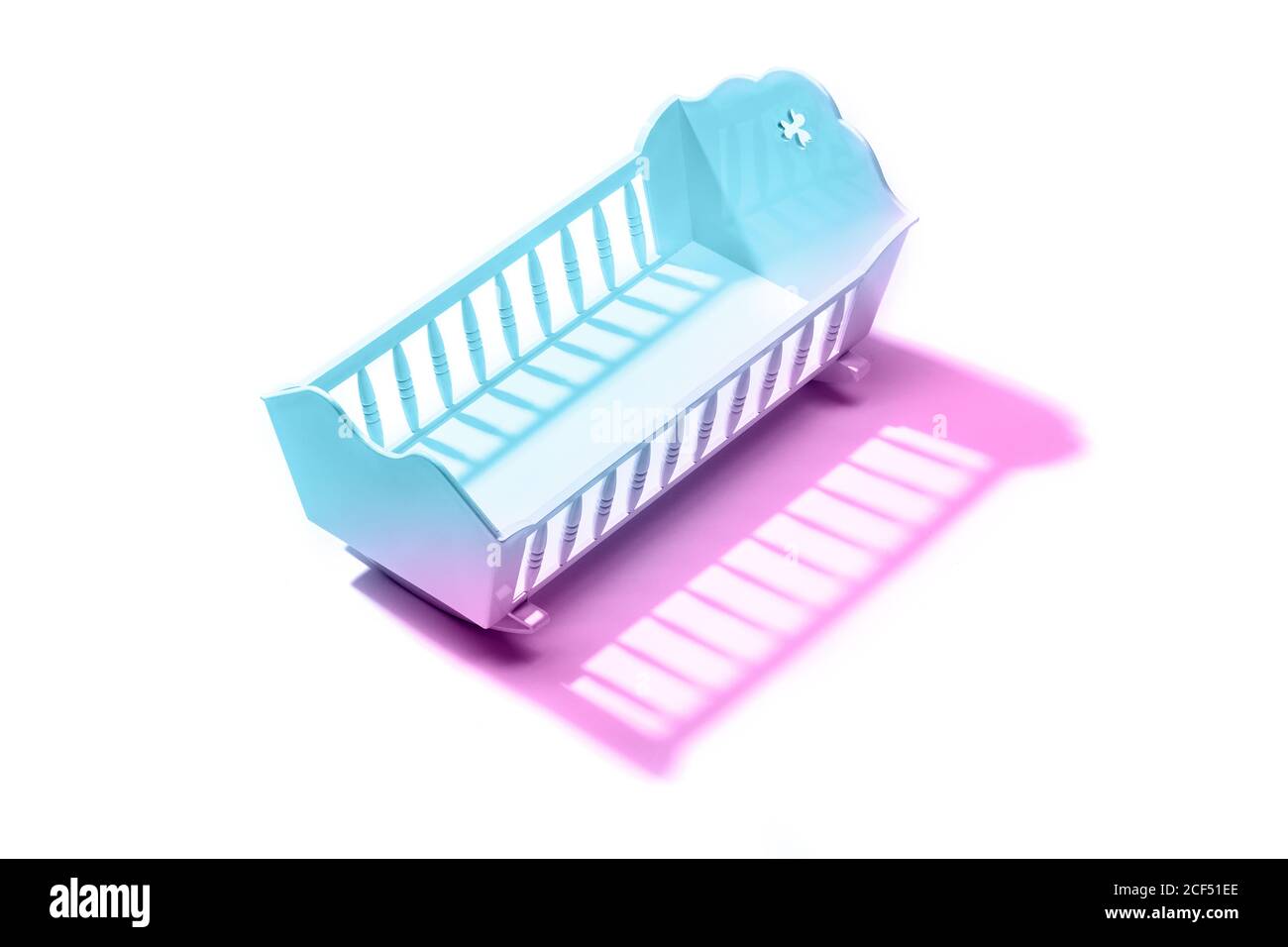 Colorful Baby crib isolated on white background. Birthrates concept ...