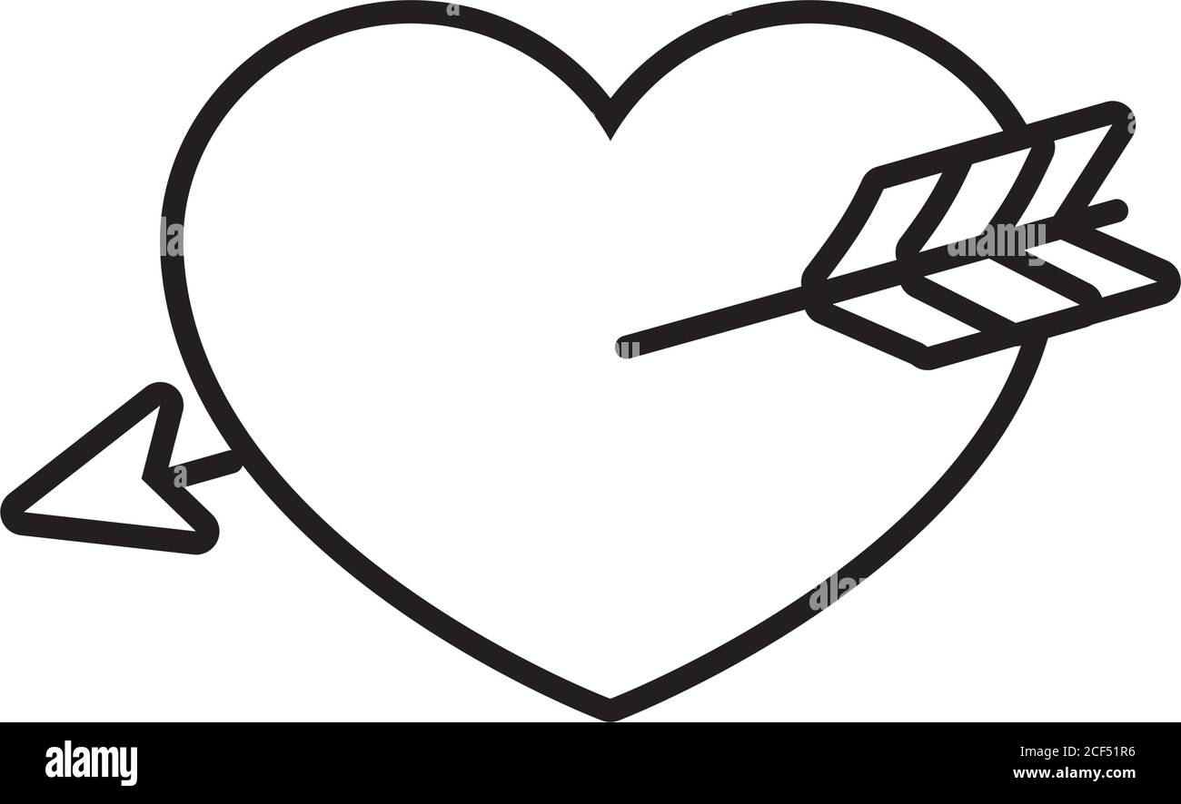 pop art elements, arrowed heart icon over white background, line style ...