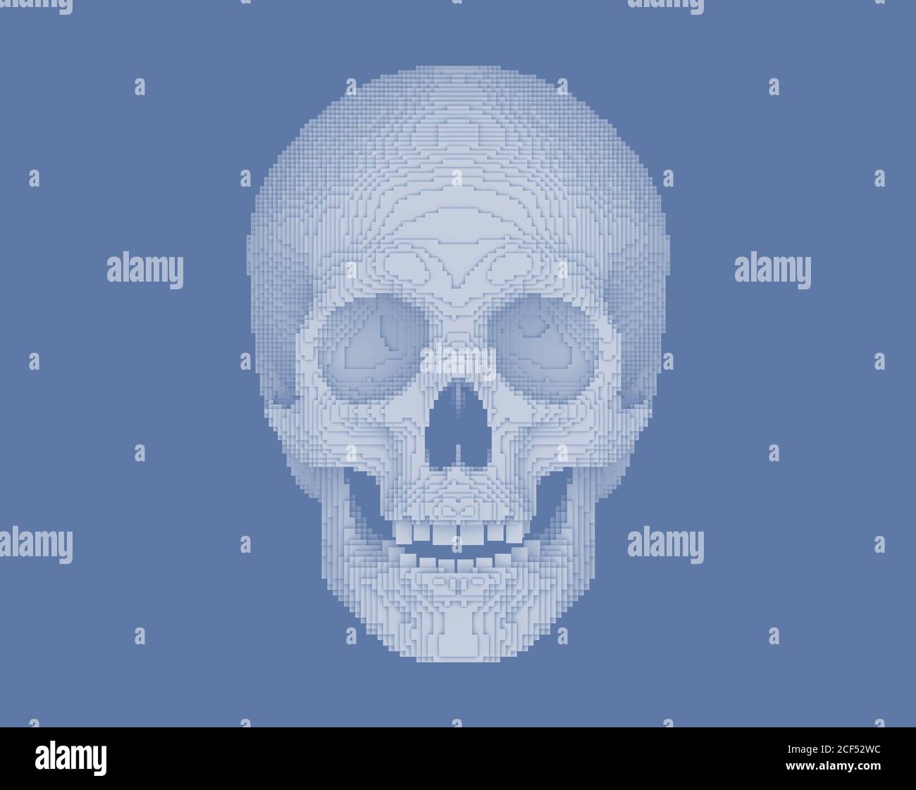 pixilated or blocky skull on gray bakground, 3d render Stock Photo - Alamy