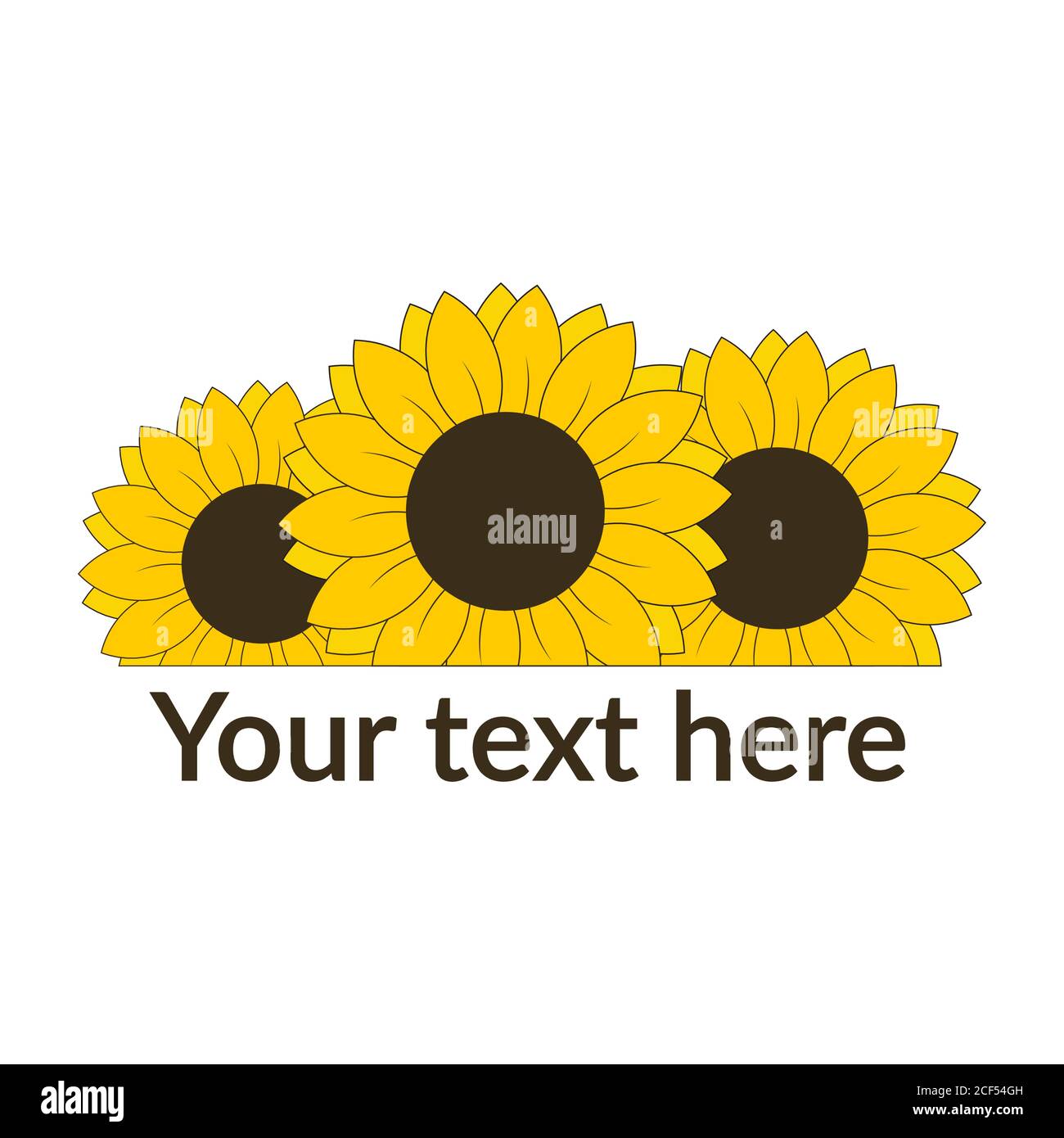 Sunflower with text line for banner or postcard vector illustration ...