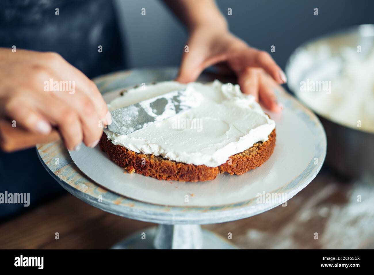 making cake in kitchen Stock Photo - Alamy