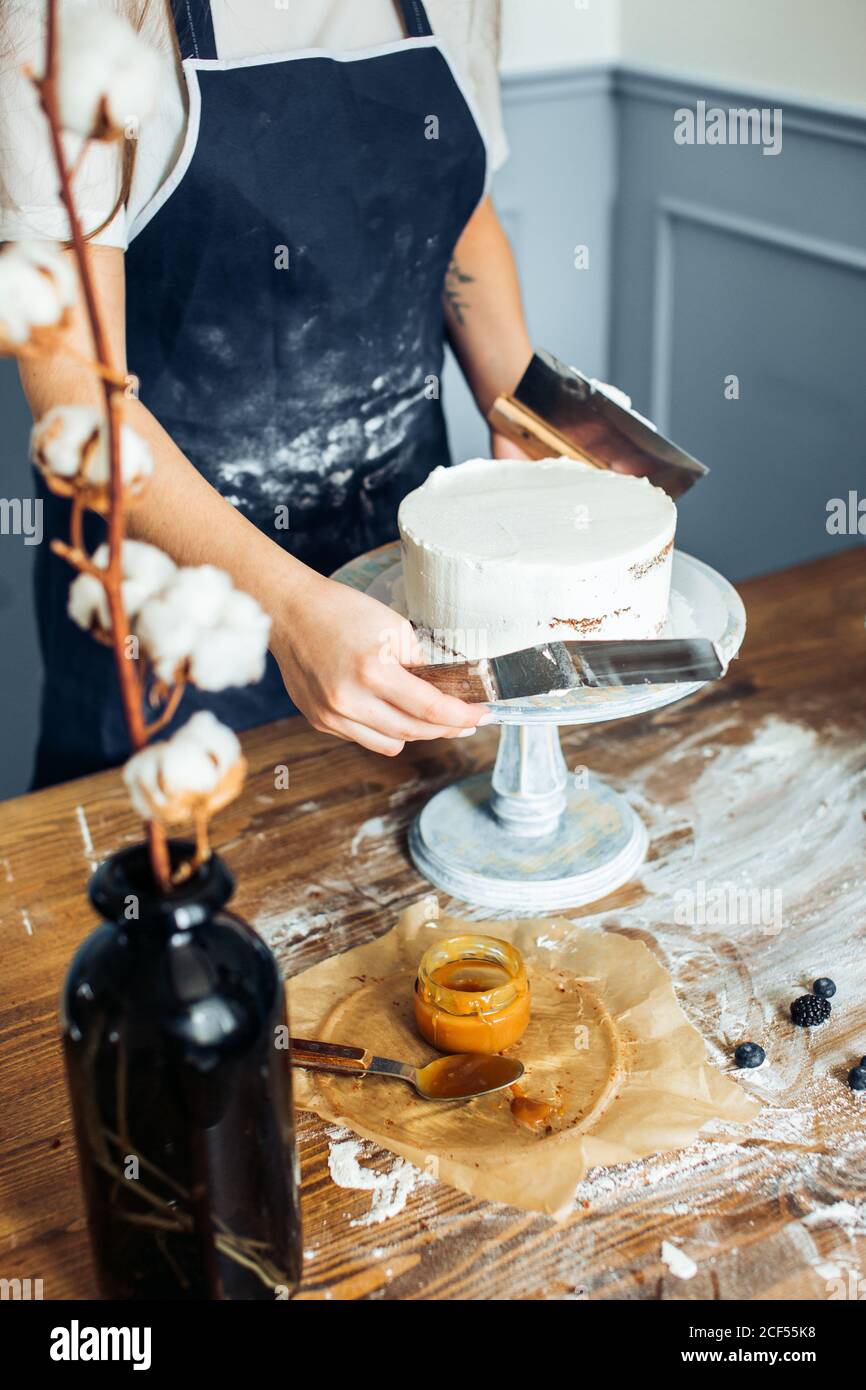 making cake in kitchen Stock Photo - Alamy
