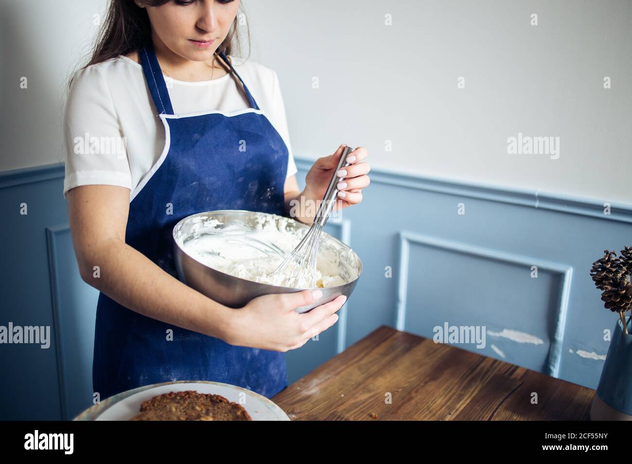 making cake in kitchen Stock Photo - Alamy