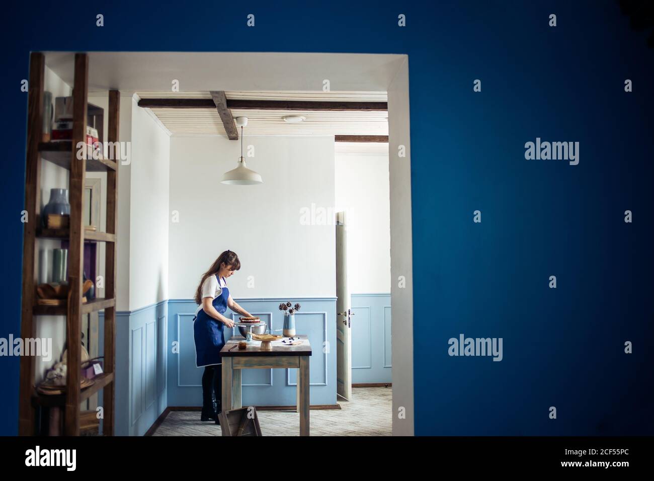 making cake in kitchen Stock Photo - Alamy