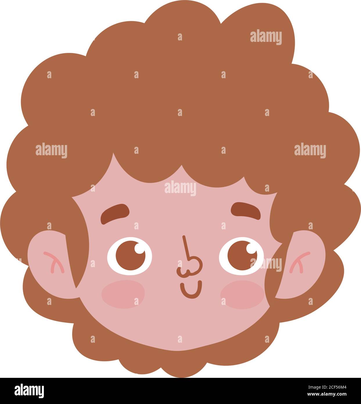 happy young face boy curly hair isolated icon white background vector ...
