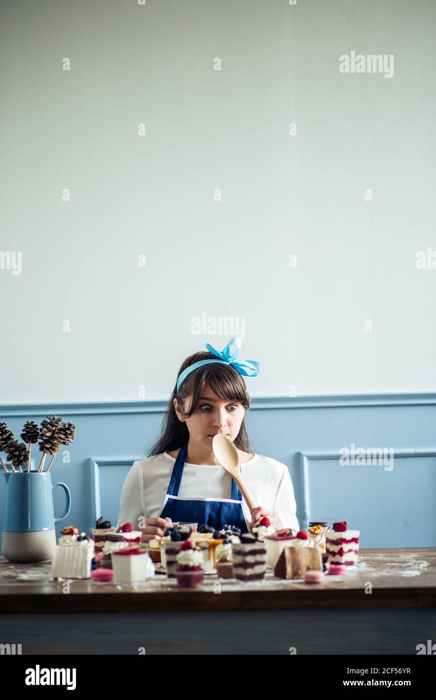 Young woman girl with cake Stock Photo - Alamy