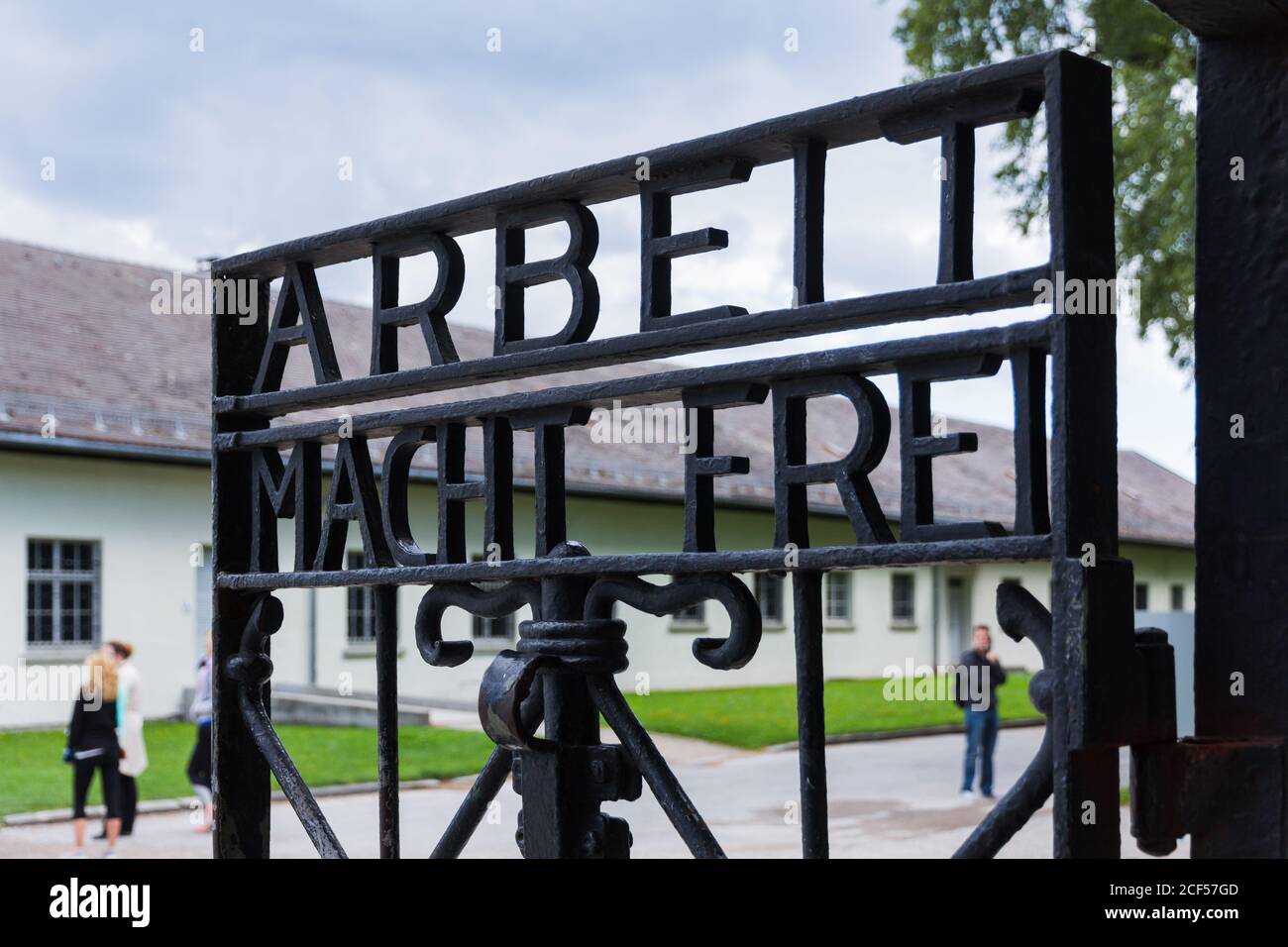 "Arbeit Macht Frei" (Work Sets You Free) wording set in metal entrance ...