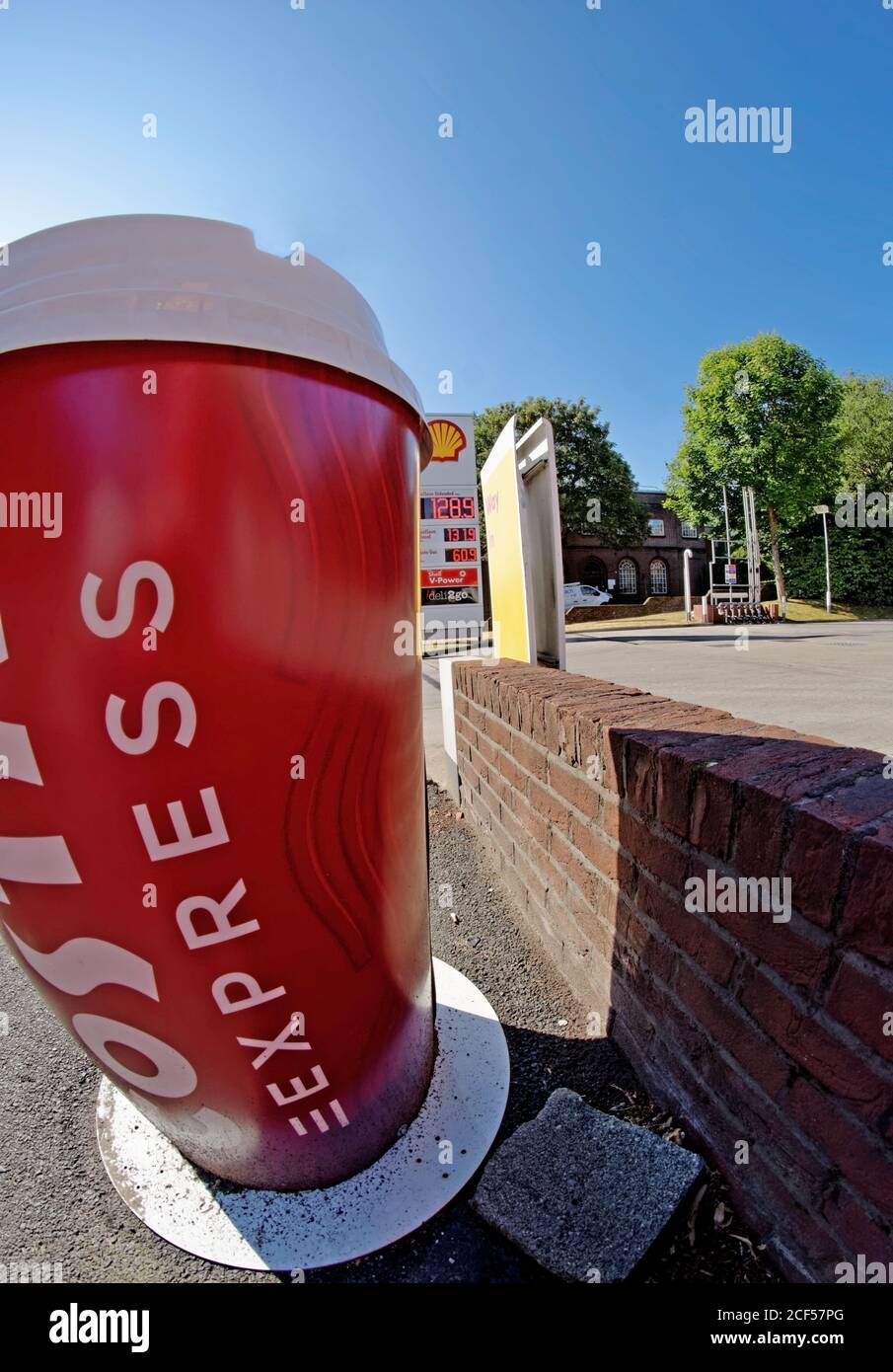 Costa Express advertising unit on a Shell service station garage ...