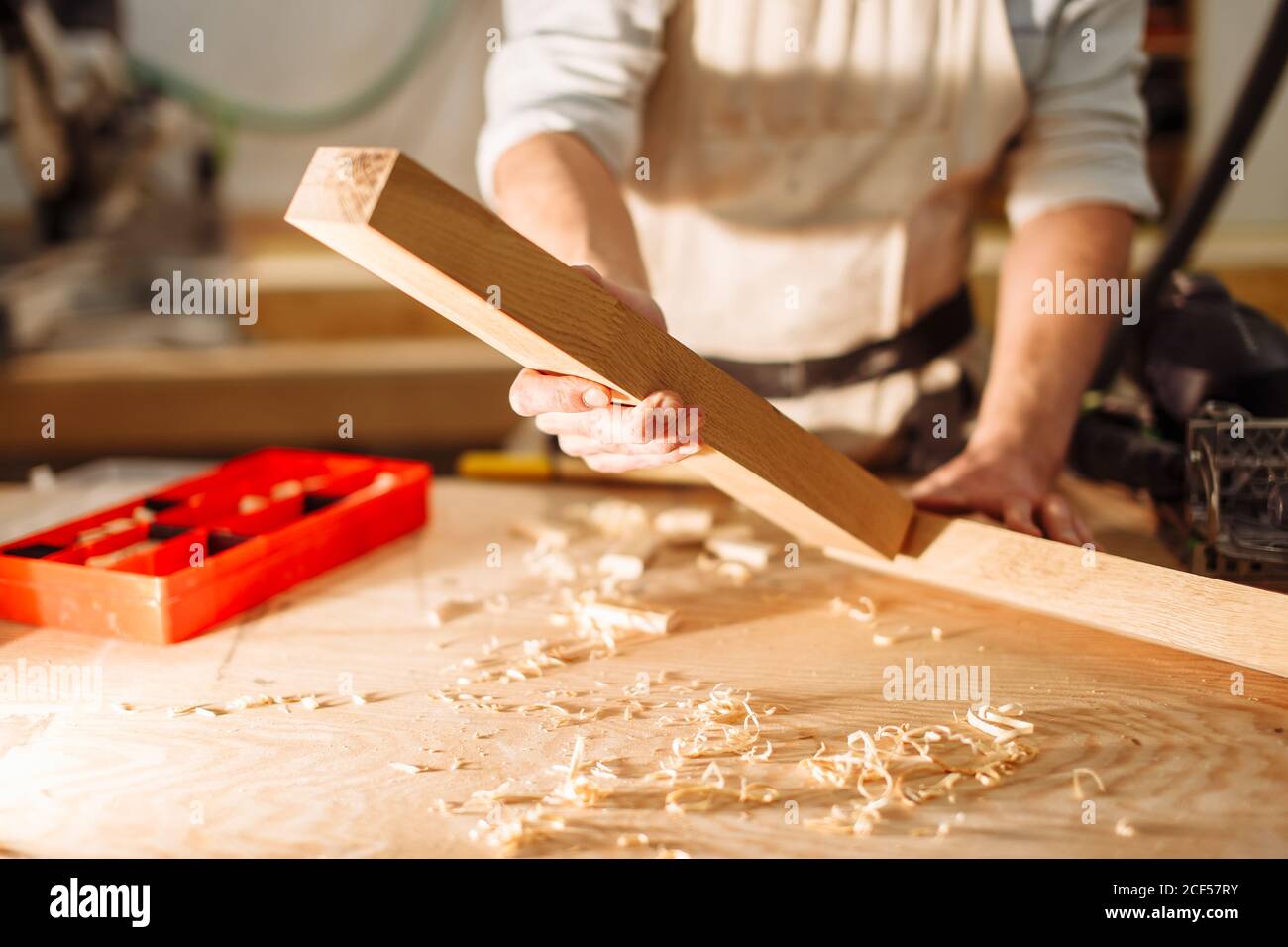 Construction Worker Building Timber Frame In New Home Stock Photo - Alamy