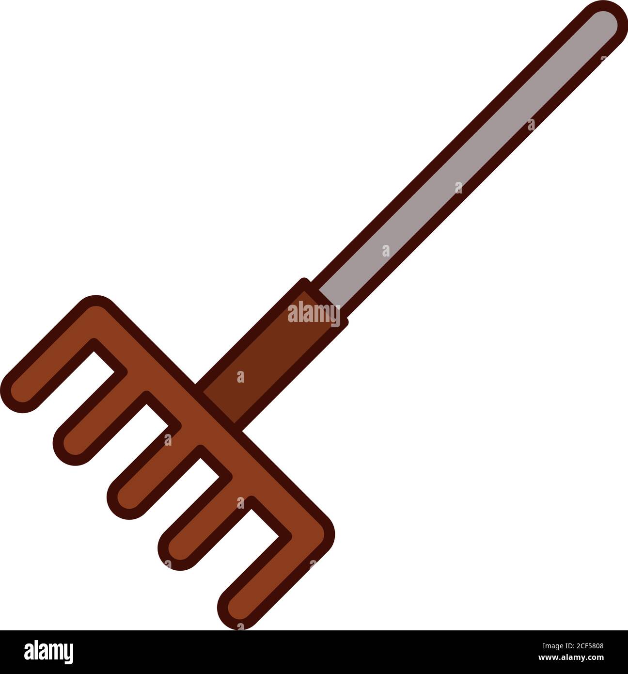 gardening rake tool vector illustration line and fill icon Stock Vector ...