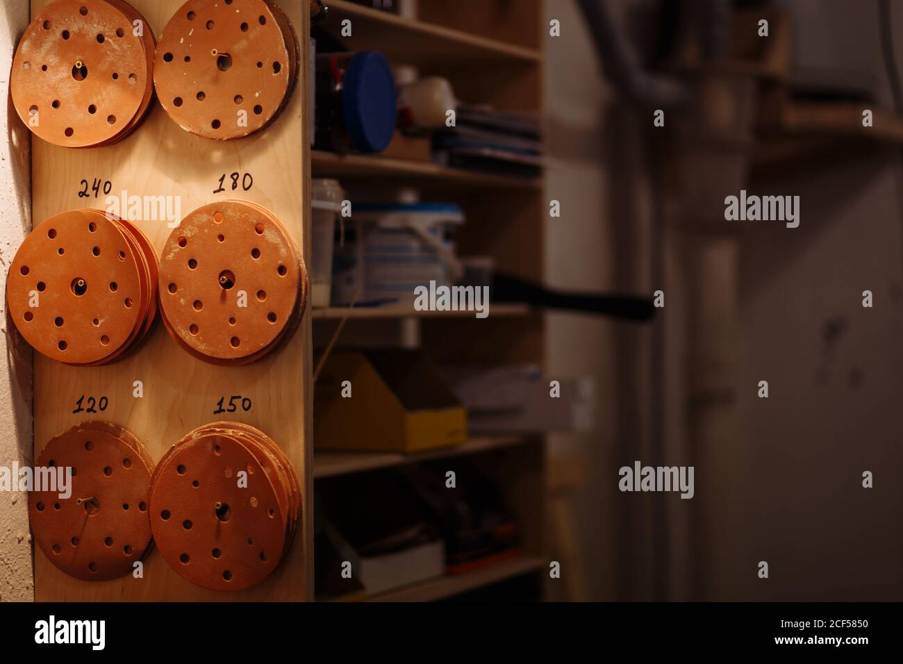 Traditional carpenter workshop with its wealth of tools and wood Stock ...