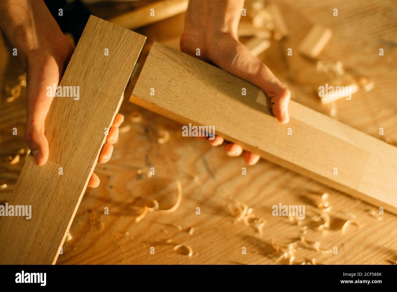 Construction Worker Building Timber Frame In New Home Stock Photo - Alamy