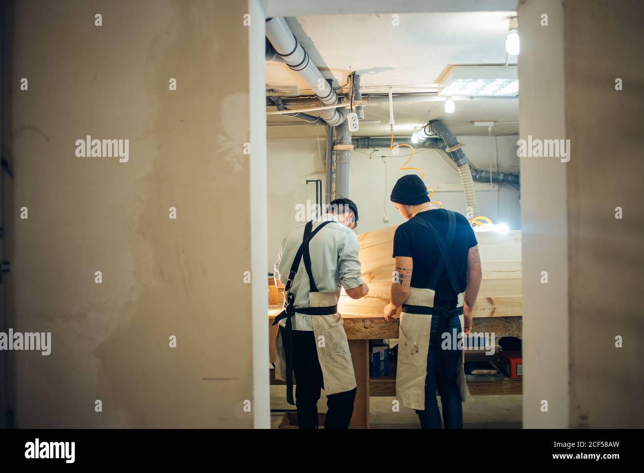 profession, carpentry, woodwork and people concept - carpenter testing ...