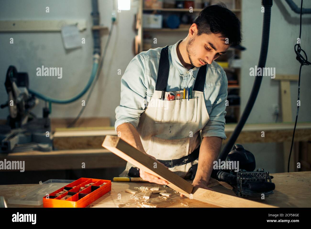 profession, carpentry, woodwork and working people concept Stock Photo ...