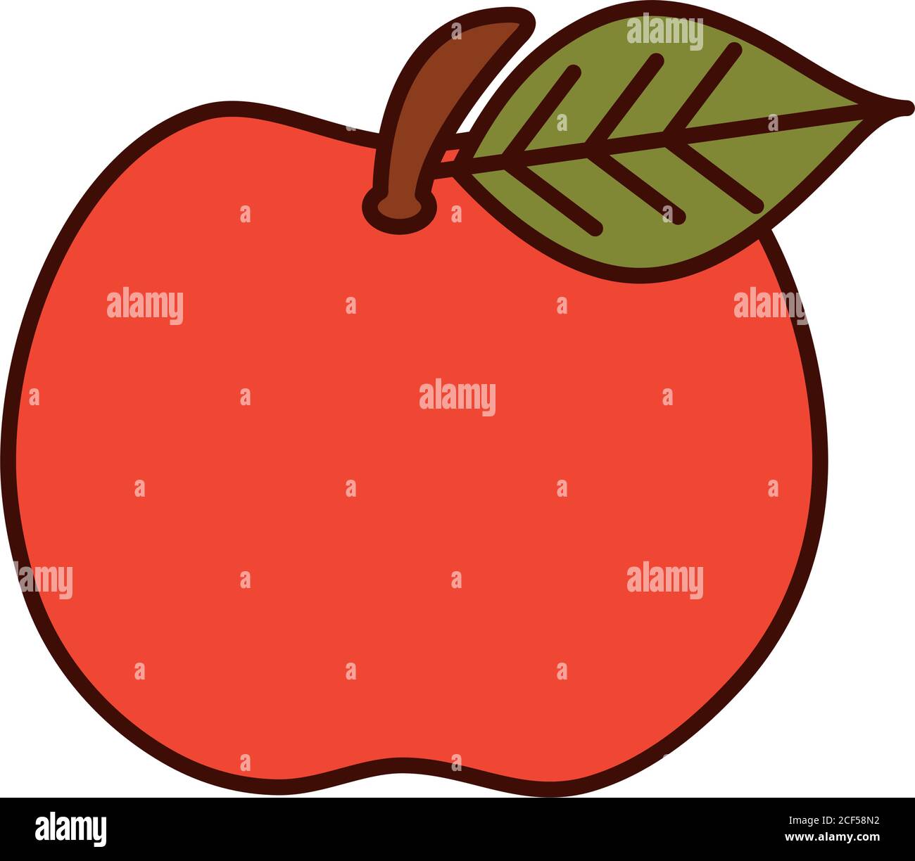 fresh fruit apple harvest vector illustration line and fill icon Stock ...