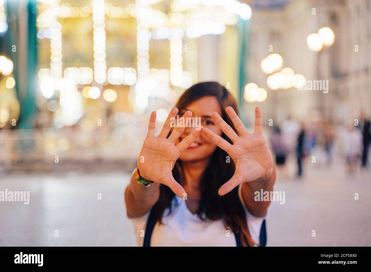 Woman arms out palm hi-res stock photography and images - Alamy