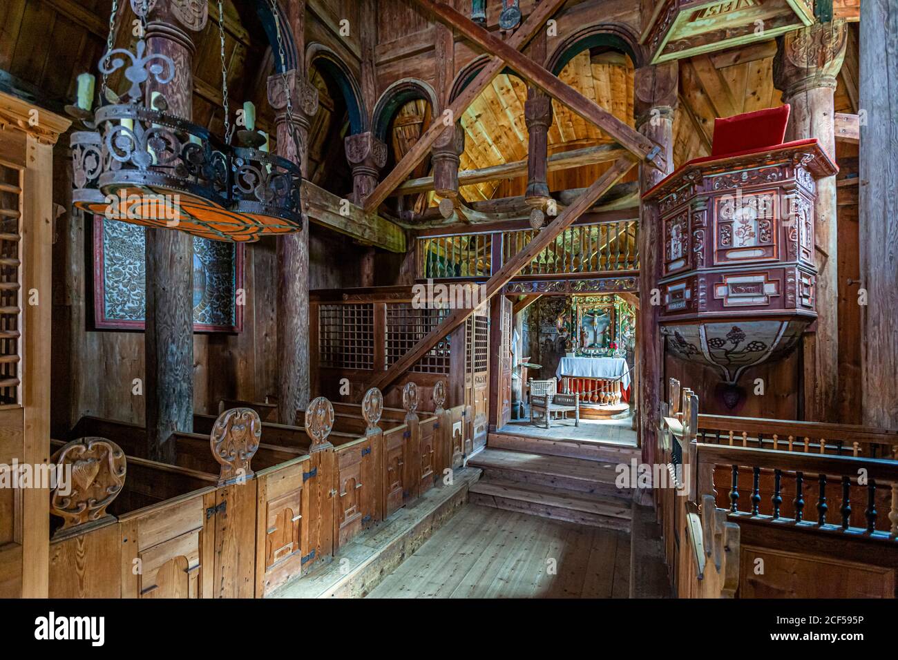 Interior of the Stave Church Urnes in Luster, Norway Stock Photo - Alamy
