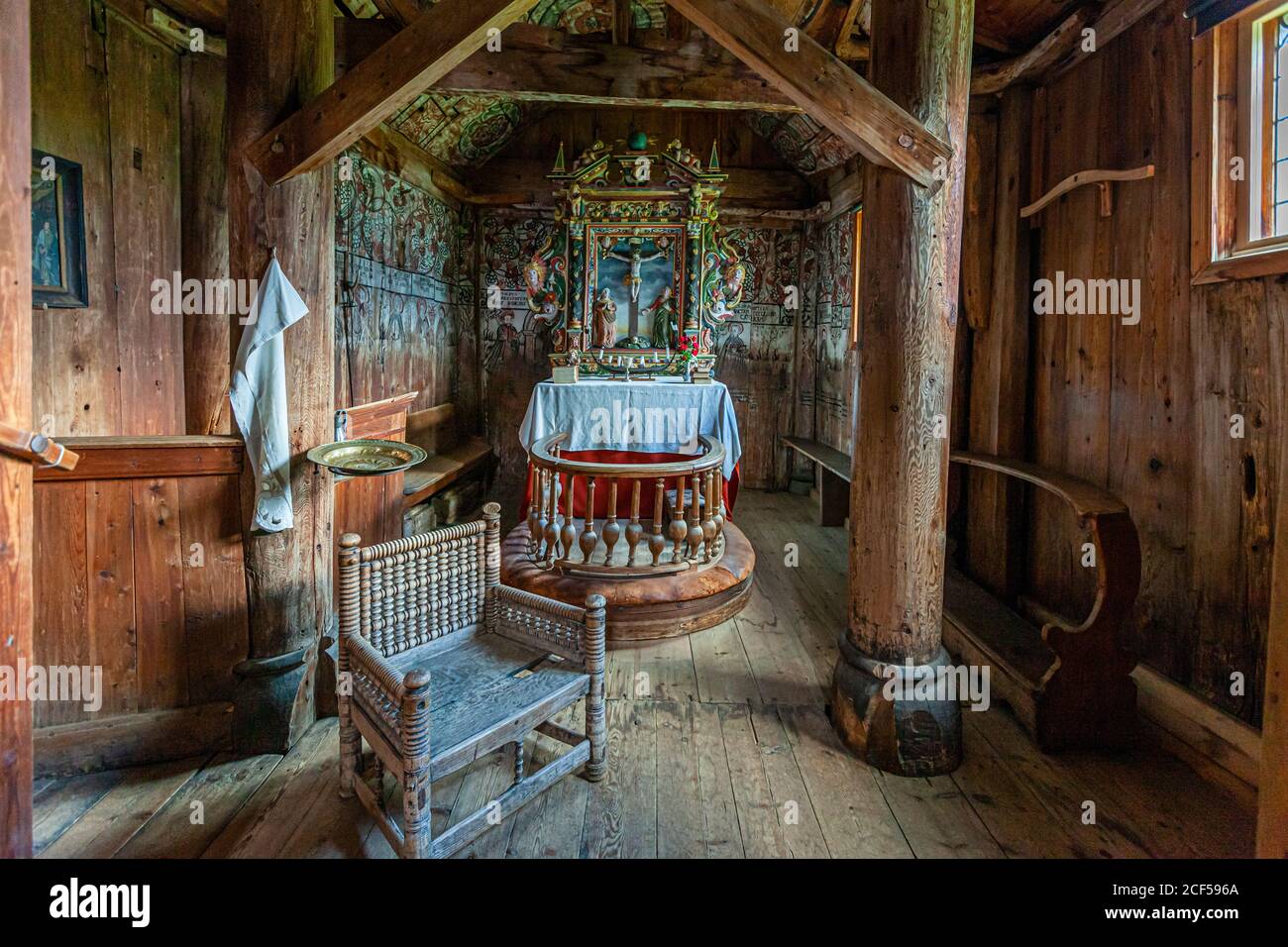 Interior of the Stave Church Urnes in Luster, Norway Stock Photo - Alamy