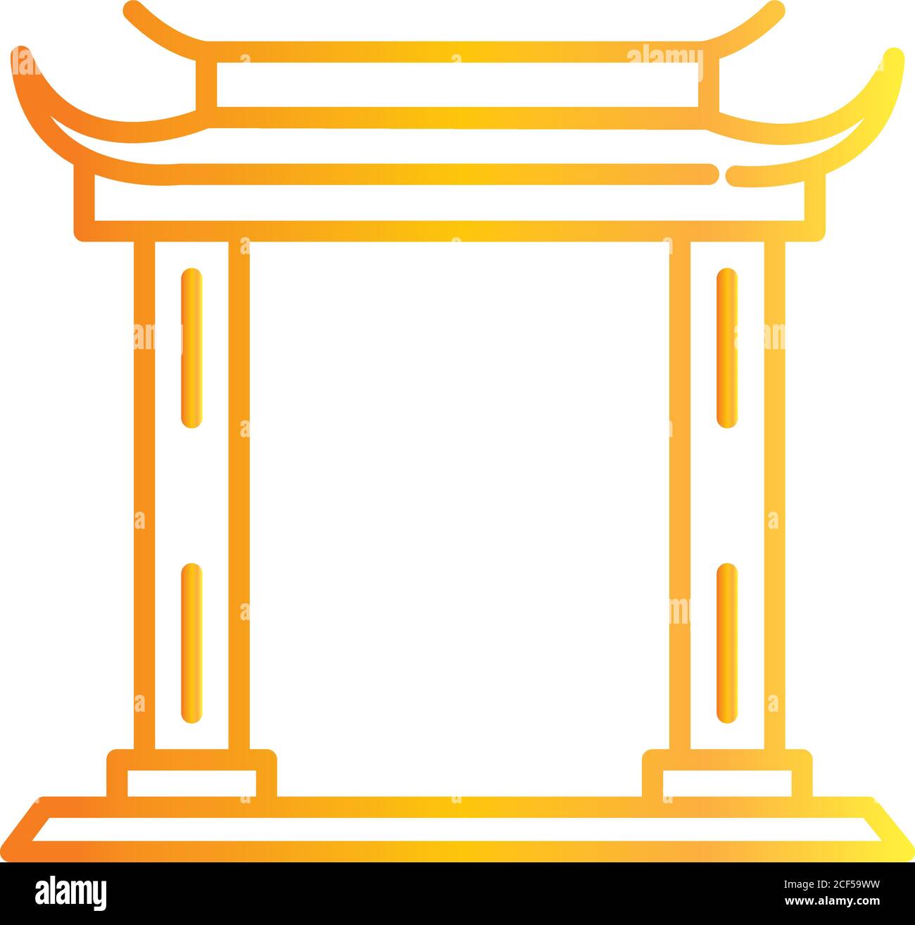 traditional asian gate monument gradient style icon vector illustration ...