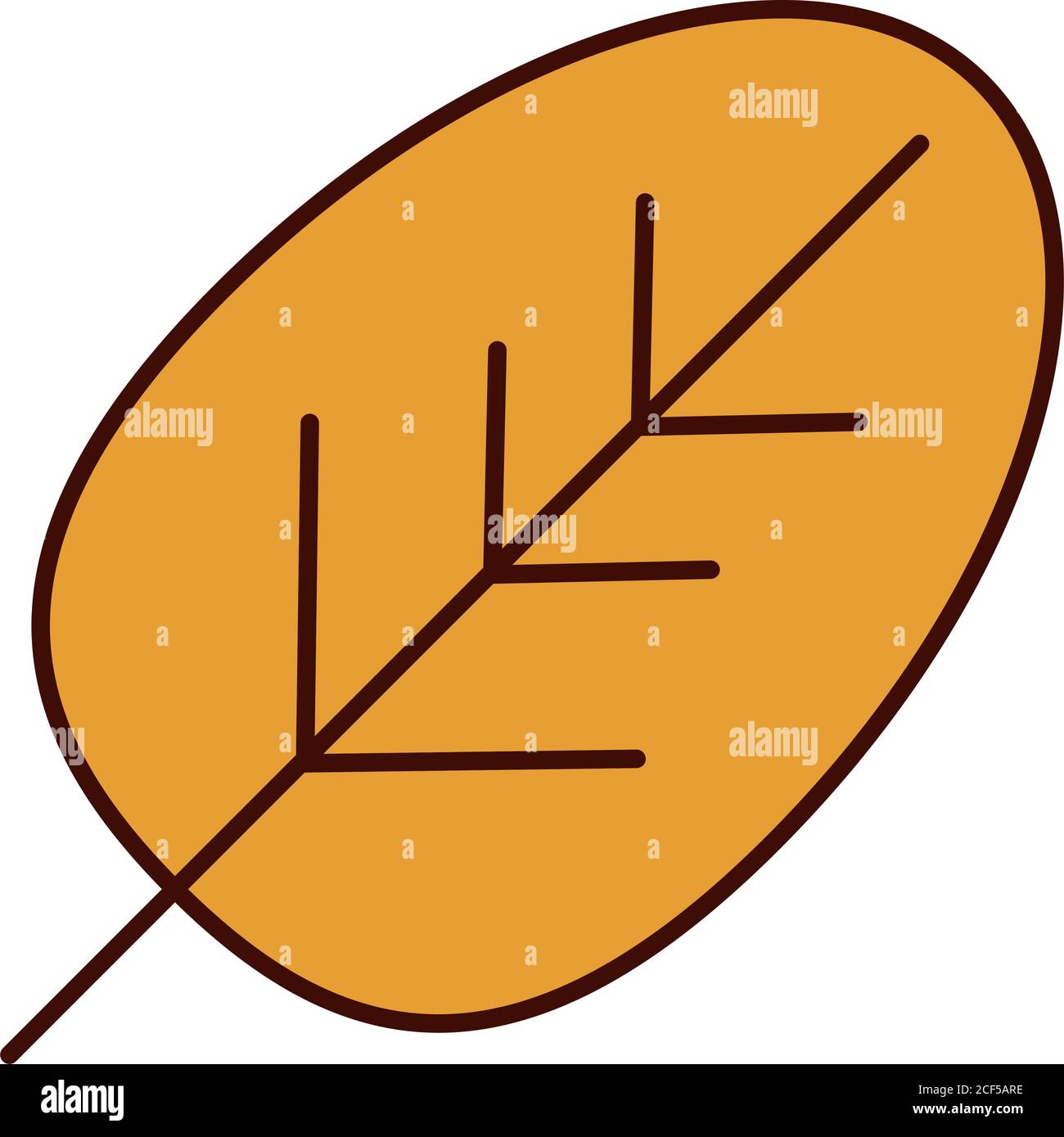 yellow leaf foliage botanical line and fill icon vector illustration ...