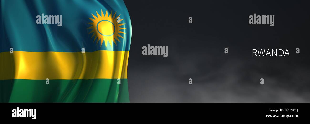 Rwanda Flag with Dark Background. 3d Rendering of African countries ...