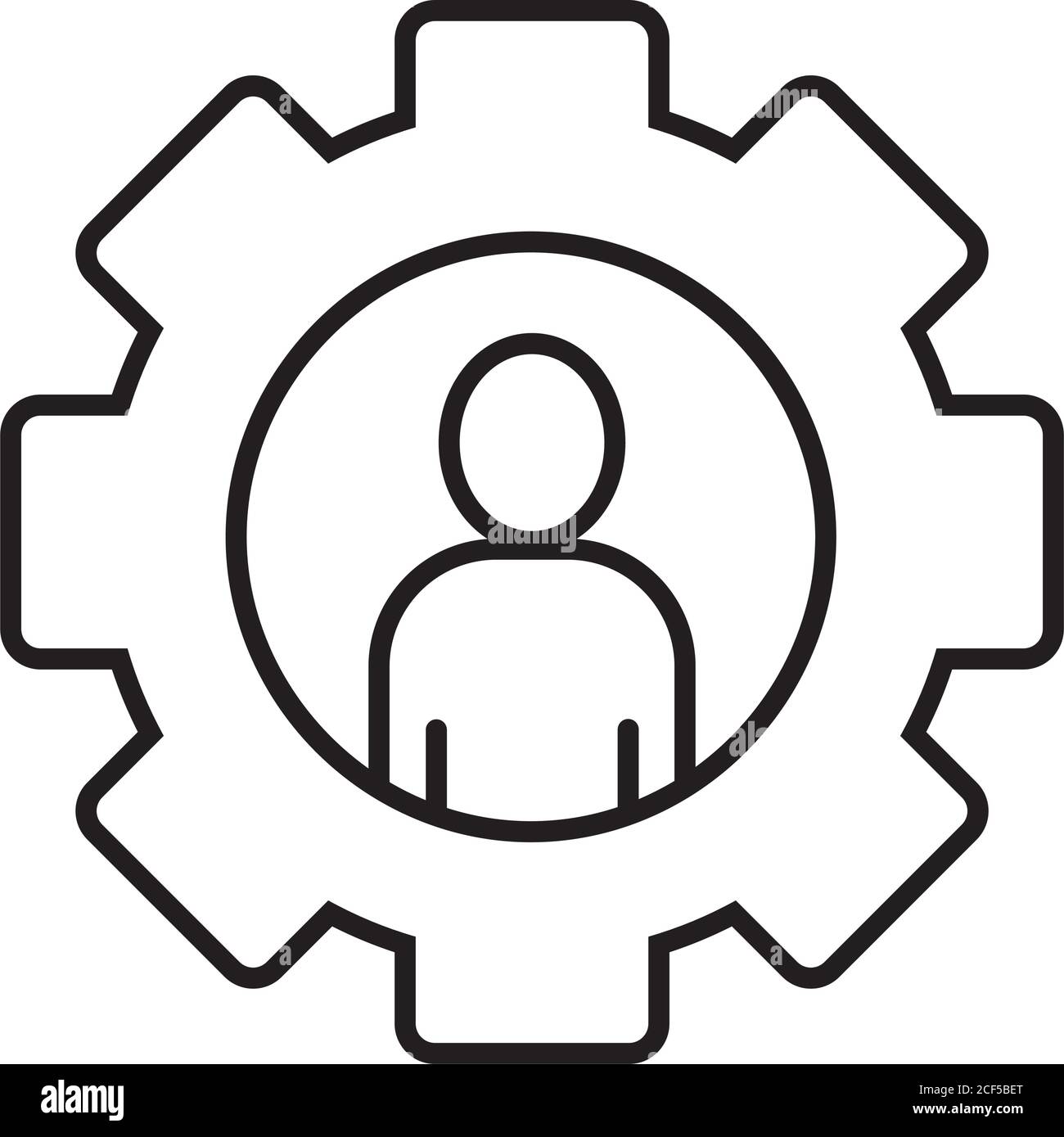 gear wheel with avatar man icon over white background, line style ...