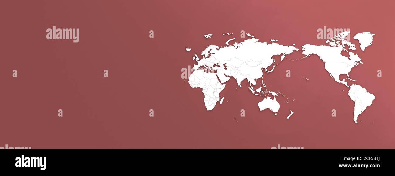 a horizontal map of the world with a red background Stock Photo - Alamy