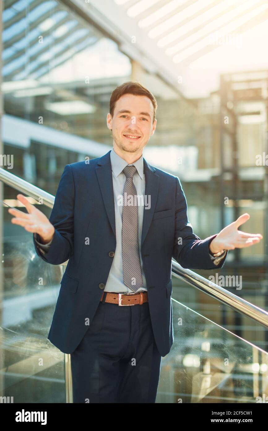 Face of beautiful man on the background of modern office Stock Photo ...