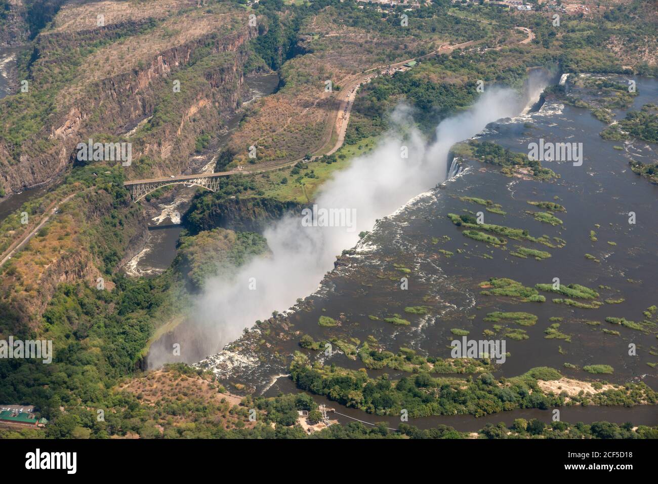 Aerial view of Victoria Falls flying over by helicopter Stock Photo - Alamy
