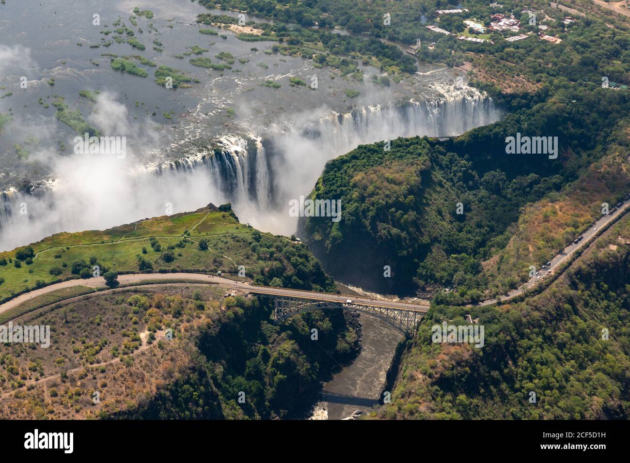 Aerial view of Victoria Falls flying over by helicopter Stock Photo - Alamy