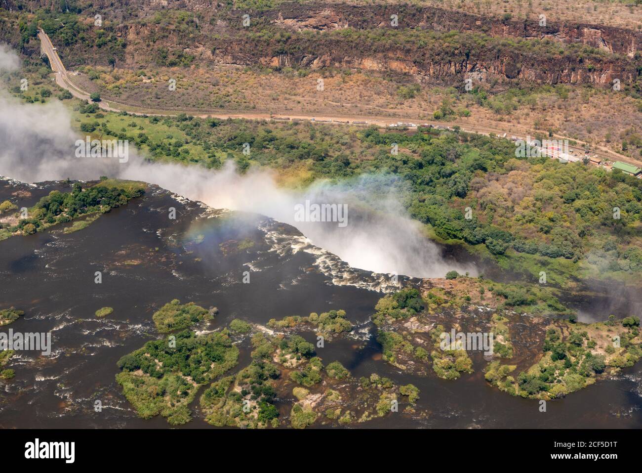 Aerial view of Victoria Falls flying over by helicopter Stock Photo - Alamy
