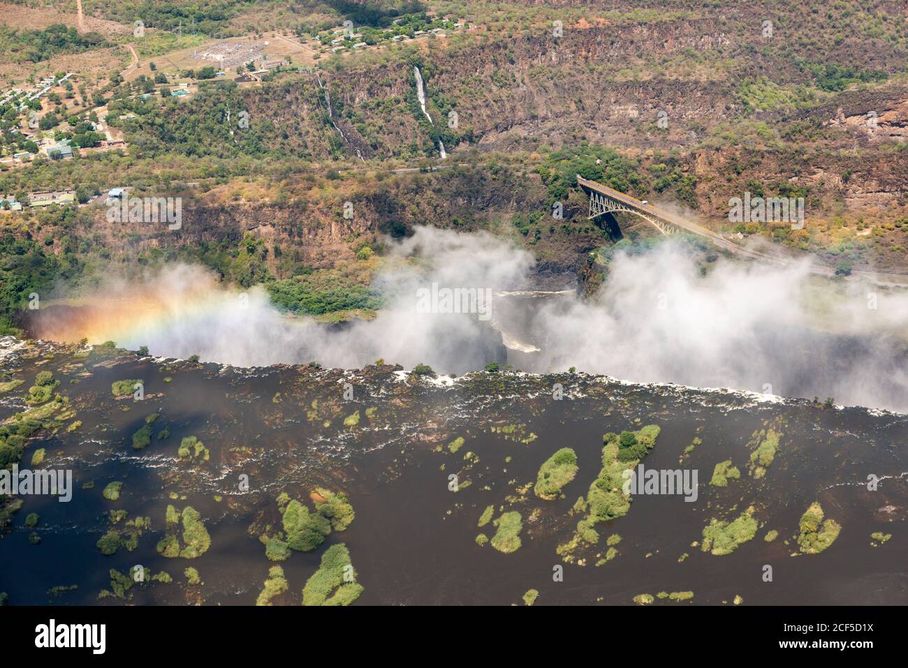 Aerial view of Victoria Falls flying over by helicopter Stock Photo - Alamy