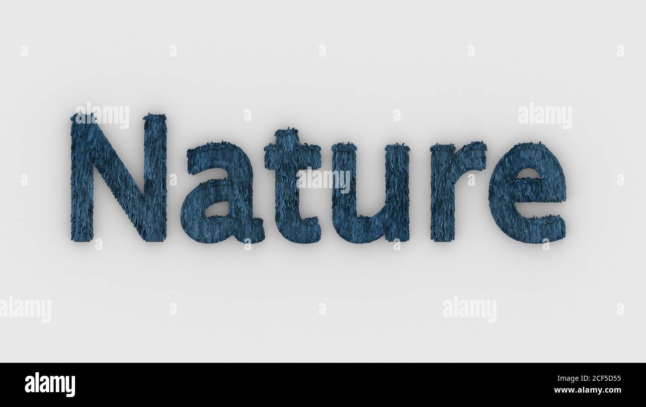 Nature - 3d word blue on white background. fresh Grass letters isolated ...