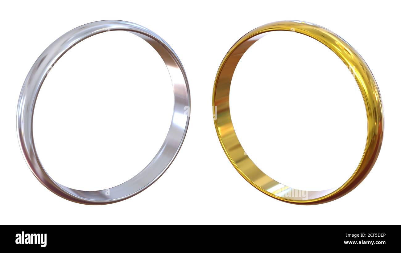 Wedding and engagement rings, blank without shadows or reflections ...