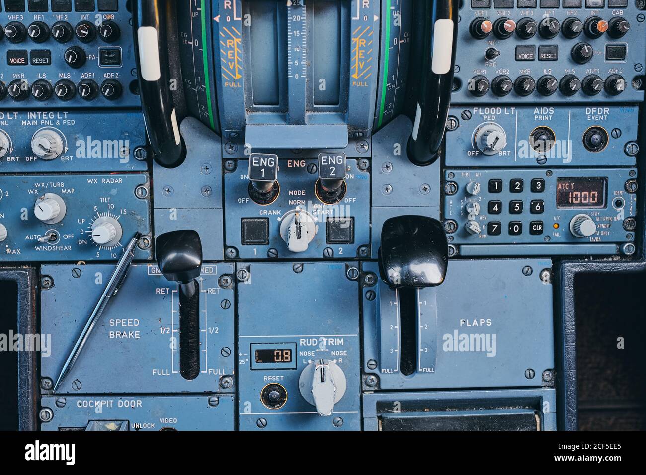 Fire buttons on control panel in cockpit Stock Photo - Alamy