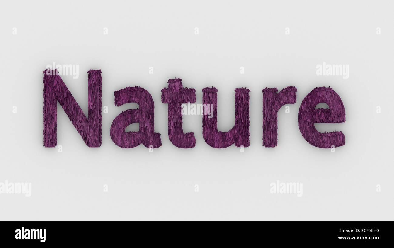 Nature - 3d word pink on white background. fresh Grass letters isolated ...