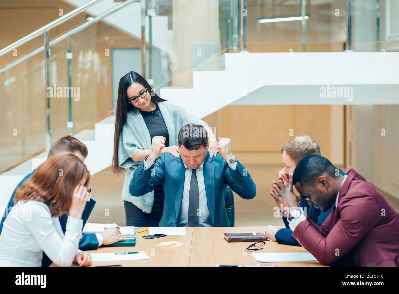 Corporate business team and Aggressive angry manager in a meeting Stock ...