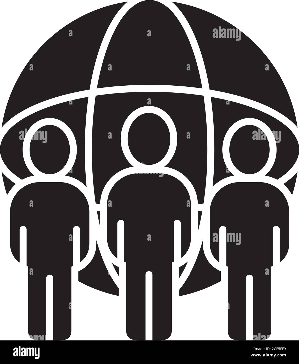 global sphere and pictogram people standing icon over white background ...