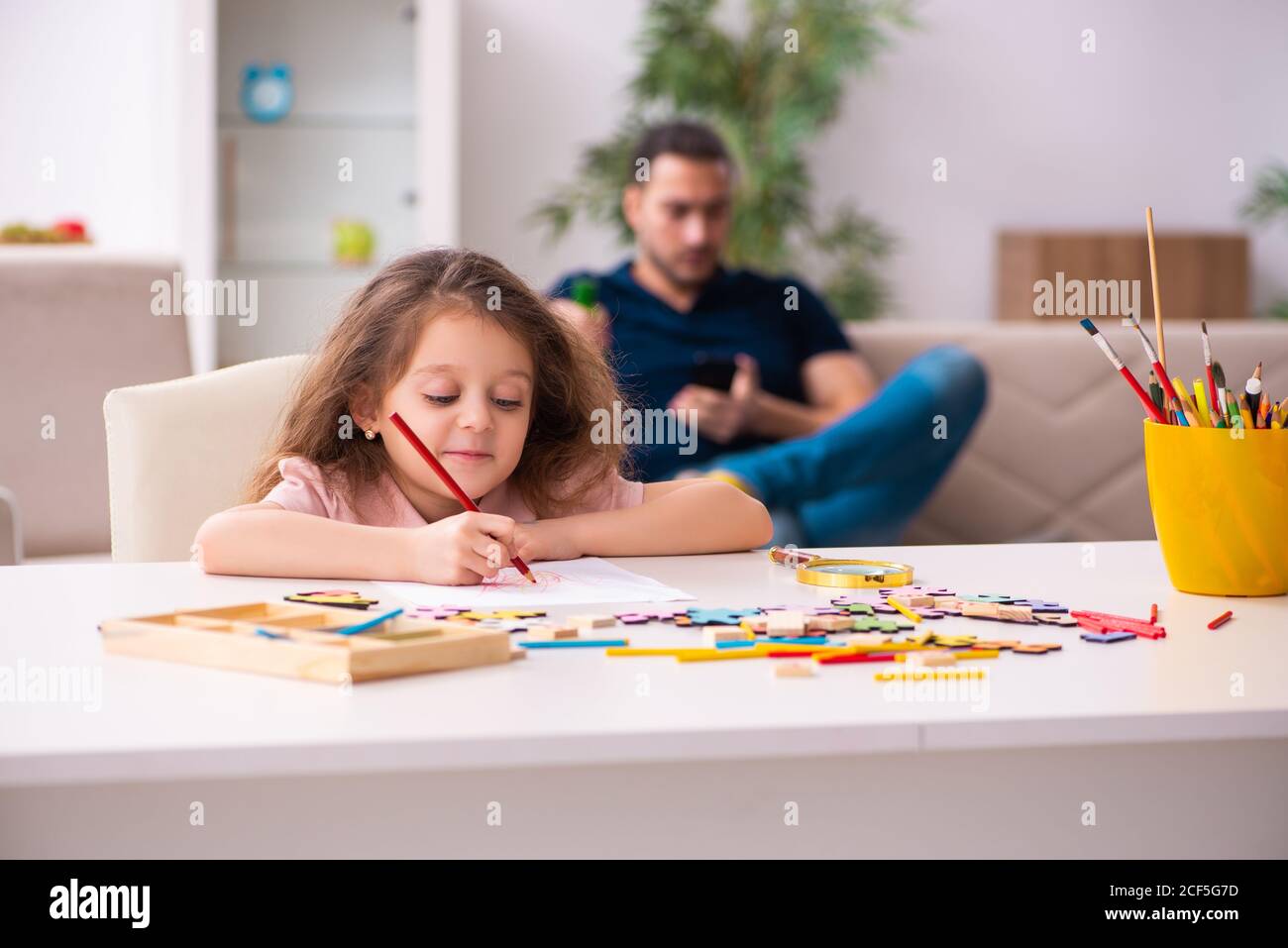 Drunk father and little girl at home Stock Photo - Alamy