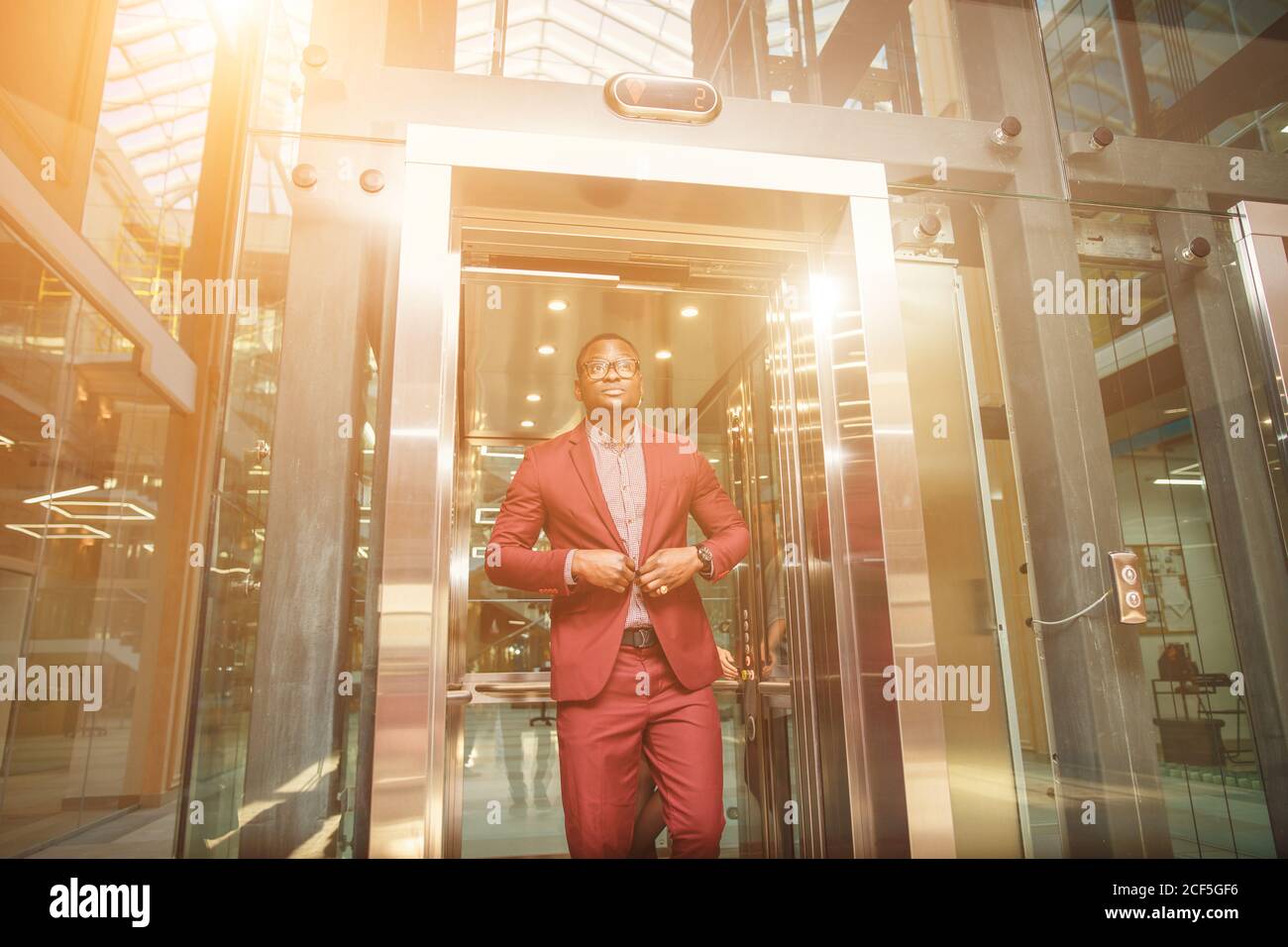 black african Business man going on elevator and talking Stock Photo ...