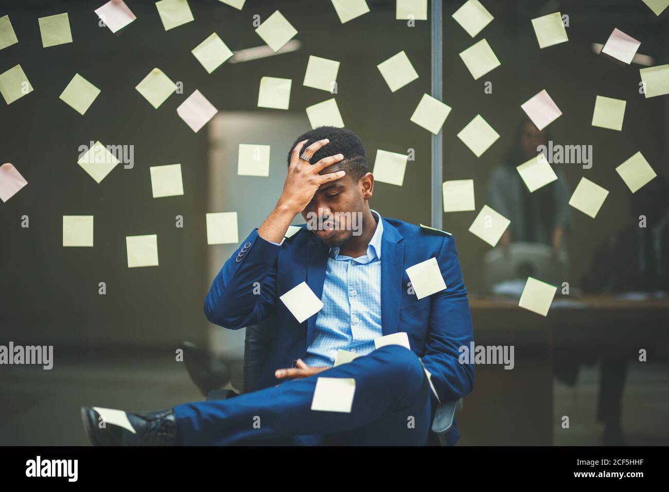 Tired business team at conference in the office Stock Photo - Alamy
