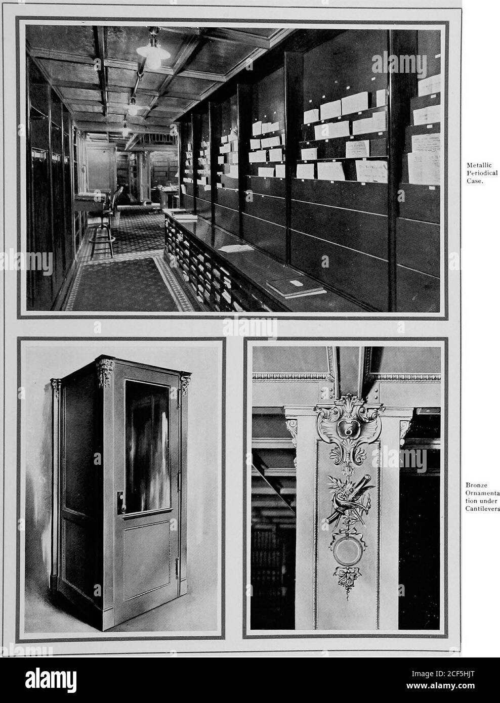 . Metallic book stacks and furniture for libraries; metallic filing ...