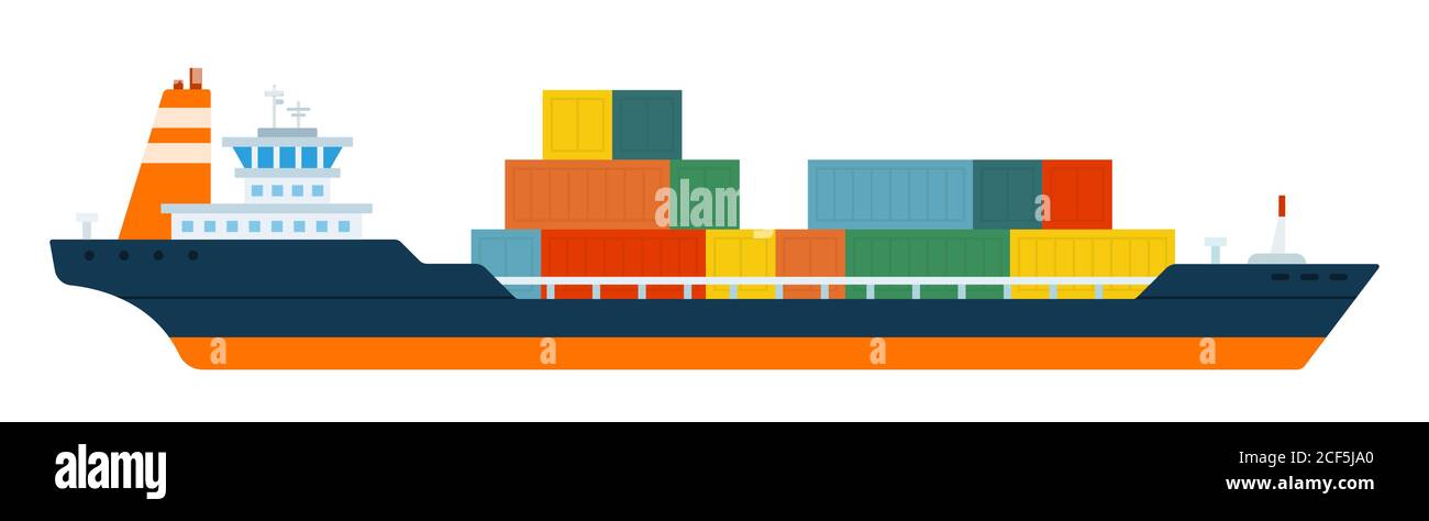 Cargo ship container in the ocean transportation, shipping freight ...